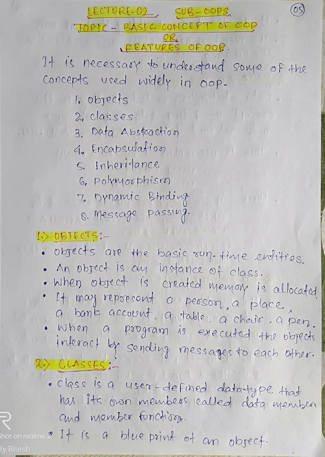 Lecture-02 Basic Concept of OOP|| OOP C++ By Ritesh Sir Lecture-02 Basic Concept of OOP|| OOP C++ By Ritesh Sir