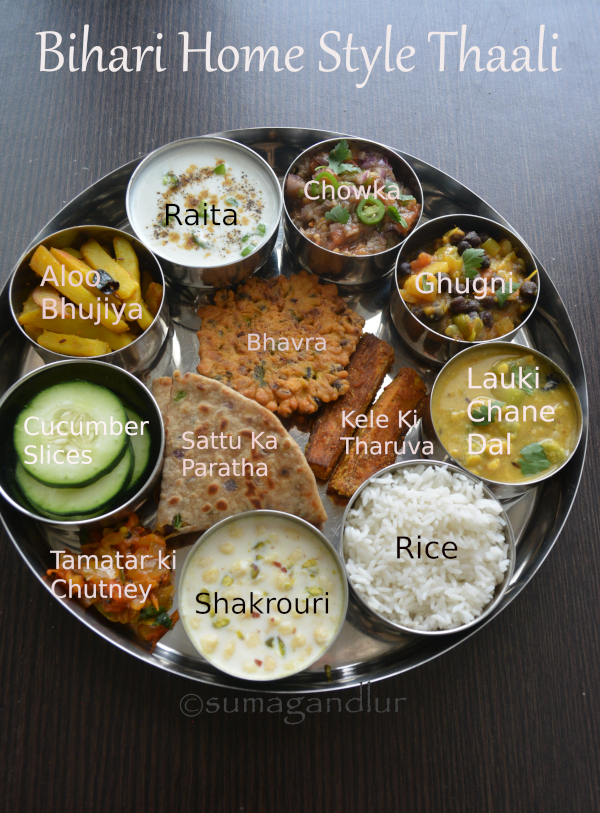 Veggie Platter: Bihari Thaali ~ Aloo Bhujiya Subzi