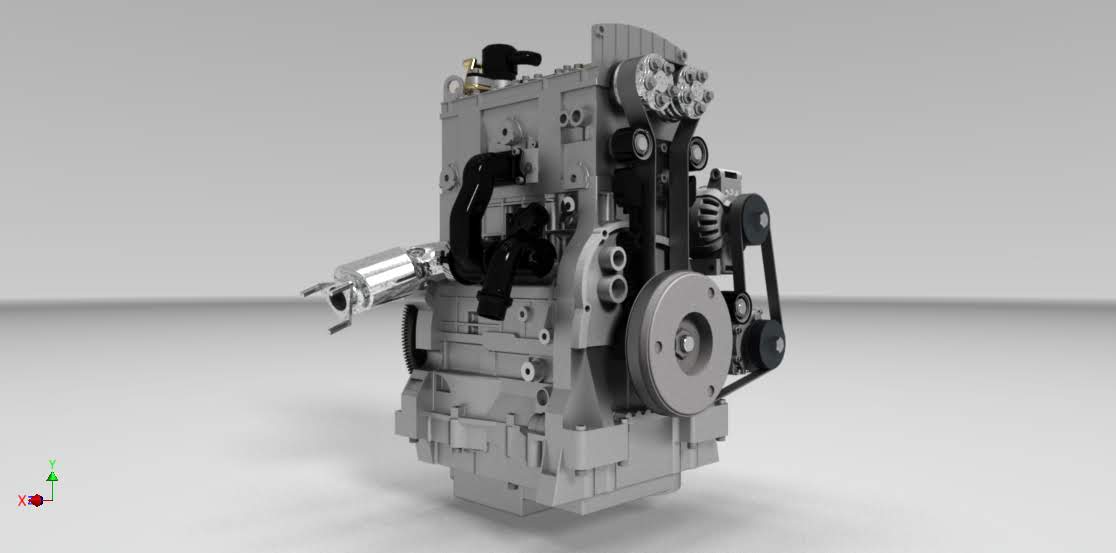 3 Cylinder Diesel Engine 3D Model