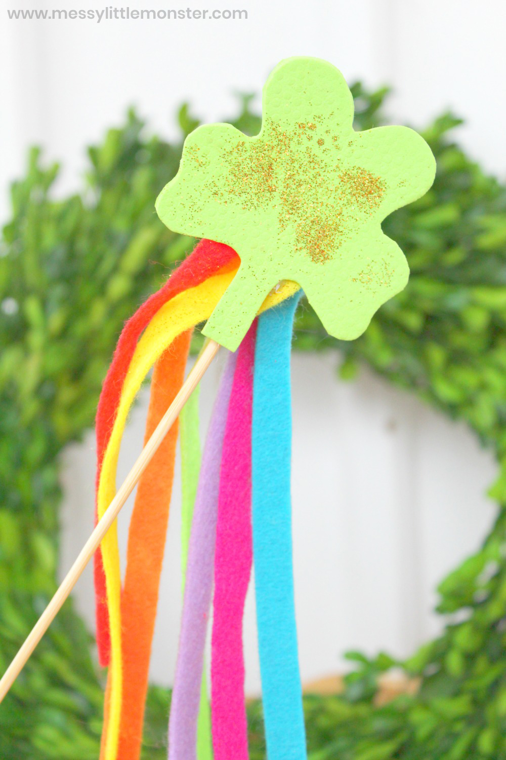 Shamrock Wand St Patricks Day Craft - Messy Little Monster