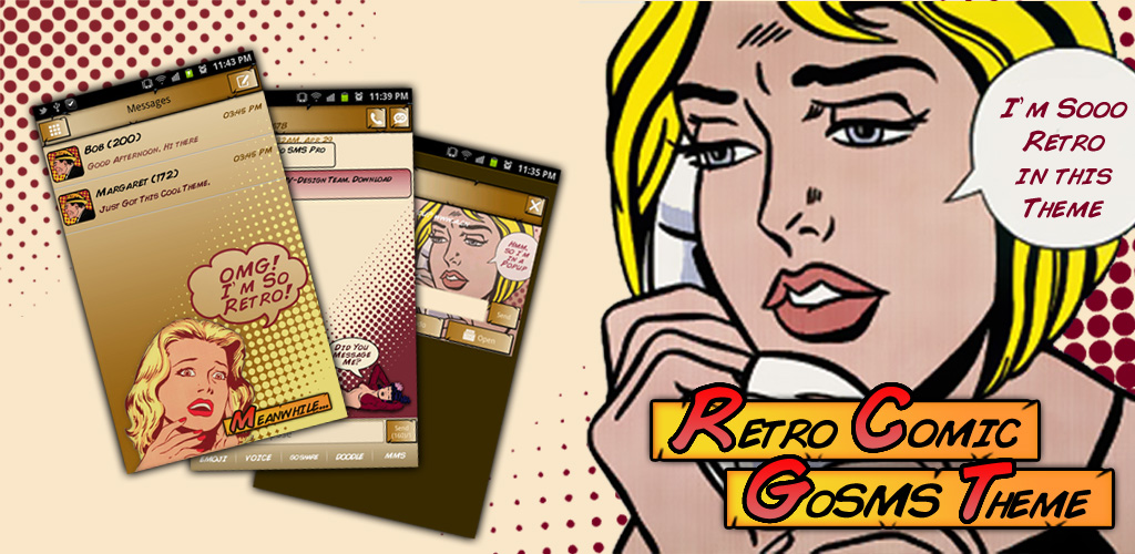 JV Designs Retro Comic Go SMS Theme JV Designs Retro Comic Go SMS Theme
