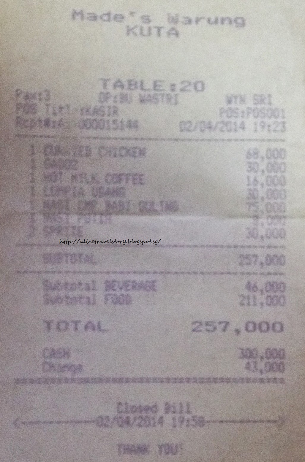 Alice Travelogue: Bali Trip - Day 4 - Dinner at Warung Made