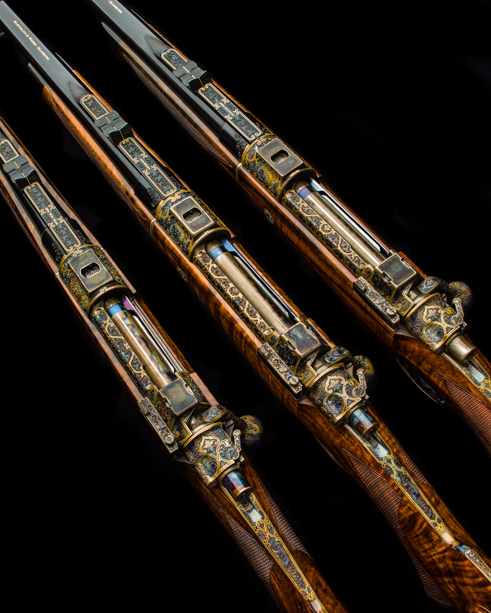 Cazador Mexicano: Fabulous Lovenberg Engraved Hartmann & Weiss Rifle Trio