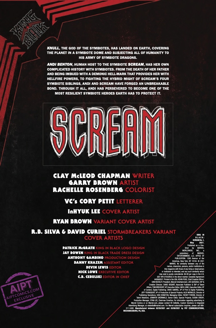 The Venom Site: King in Black: Scream #1 Preview