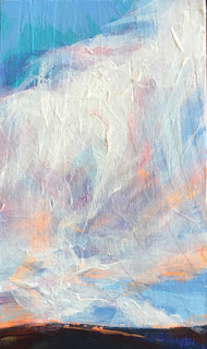 MASSIVE YET LIGHT - 6" x 3 1/2" acrylic skyscape by Susan Roden