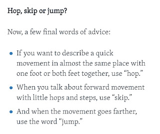 TIME TO LEARN ENGLISH: WHAT'S THE DIFFERENCE BETWEEN HOP, SKIP & JUMP?