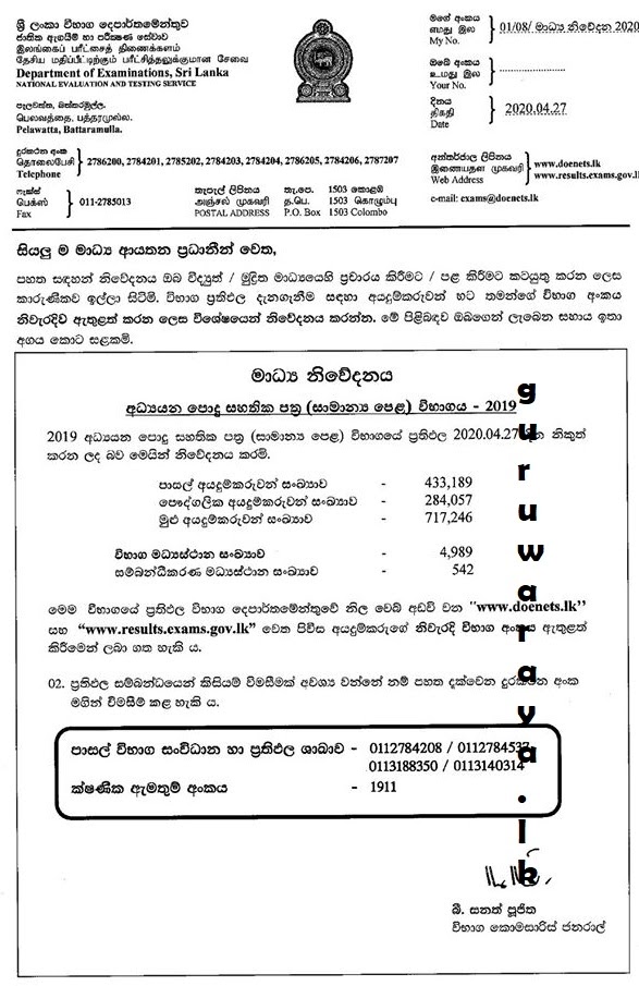Statistical Report : GCE O/L Exam 2019 - Teacher Statistical Report : GCE O/L Exam 2019 - Teacher