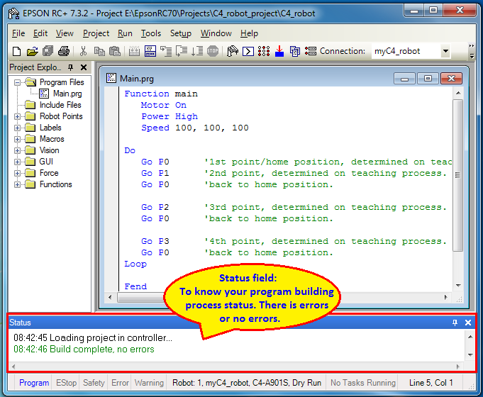 Create New Project to control EPSON Robot Motion | Robotics University