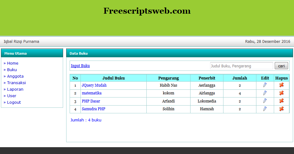 Script PHP Web Perpustakaan - FREE SCRIPTS WEB