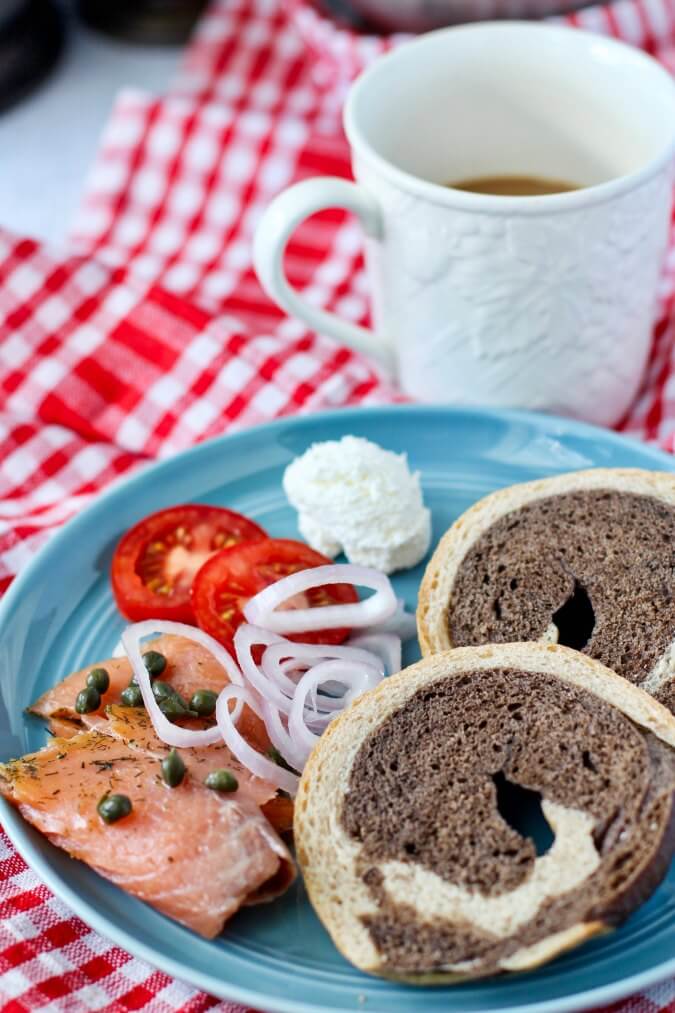 Marbled Rye Bagels | Karen's Kitchen Stories