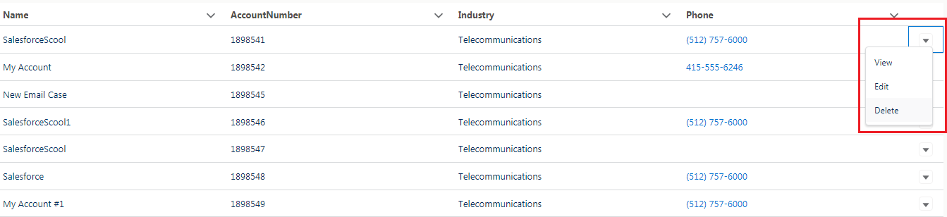 View, Edit and Delete Record in Lightning Datatable