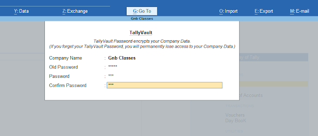 Tally Prime Vault Password | Vault password in tally pirme Hindi Notes