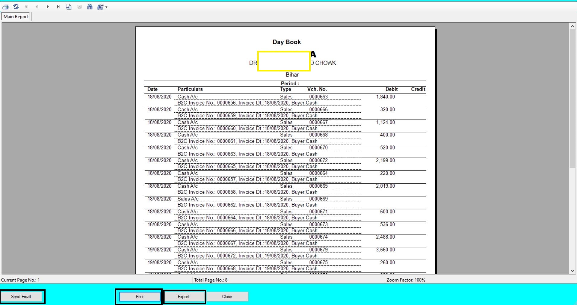 Day Book in Chanakya ERP
