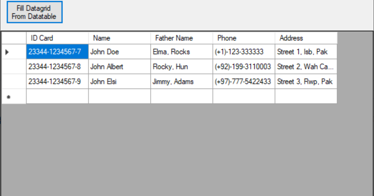 F2 Studio: How to display data in datagridview from datatable using C# F2 Studio: How to display data in datagridview from datatable using C#