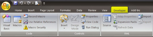 How to show the Developer Tab in Microsoft Excel 2007