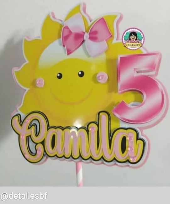 Topper 3d Sol Camila 5 - Mis Toppers Tus Toppers