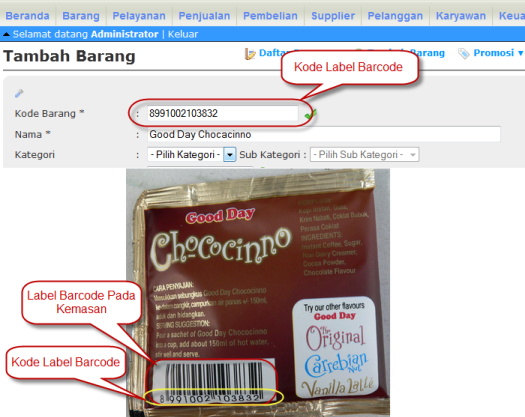 Saudagar - Mudah dan Cepat: Menggunakan barcode yang sudah ada pada barang