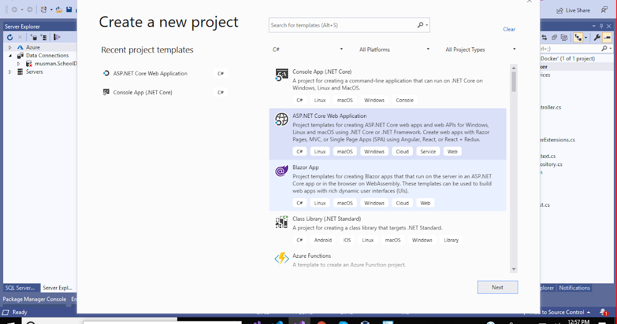 Creating Core Web Api Entity Framework Code First