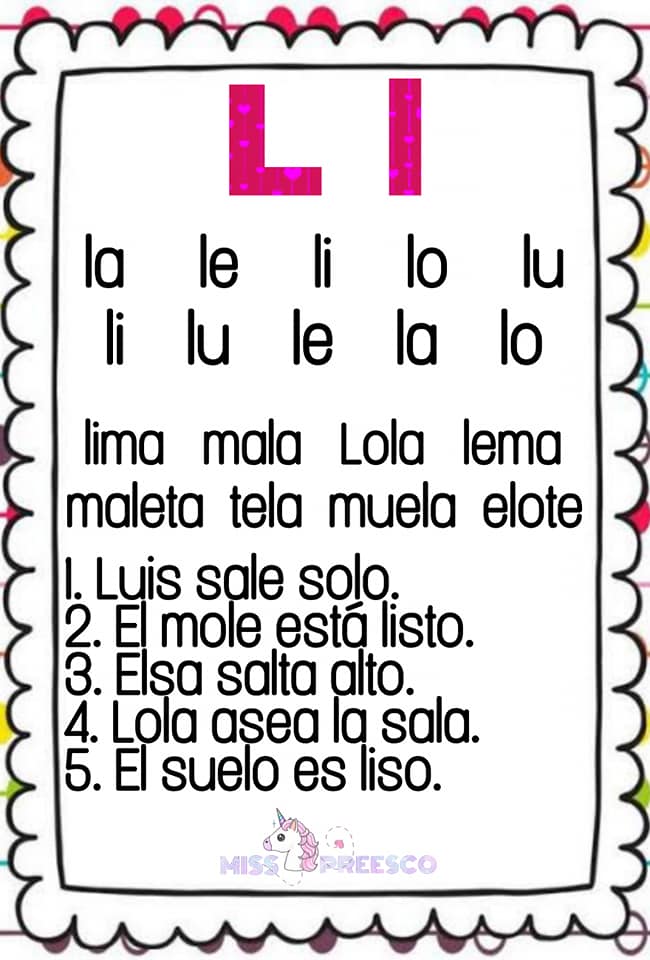 Lecturas de sílabas, palabras y oraciones | Materiales Educativos para ...