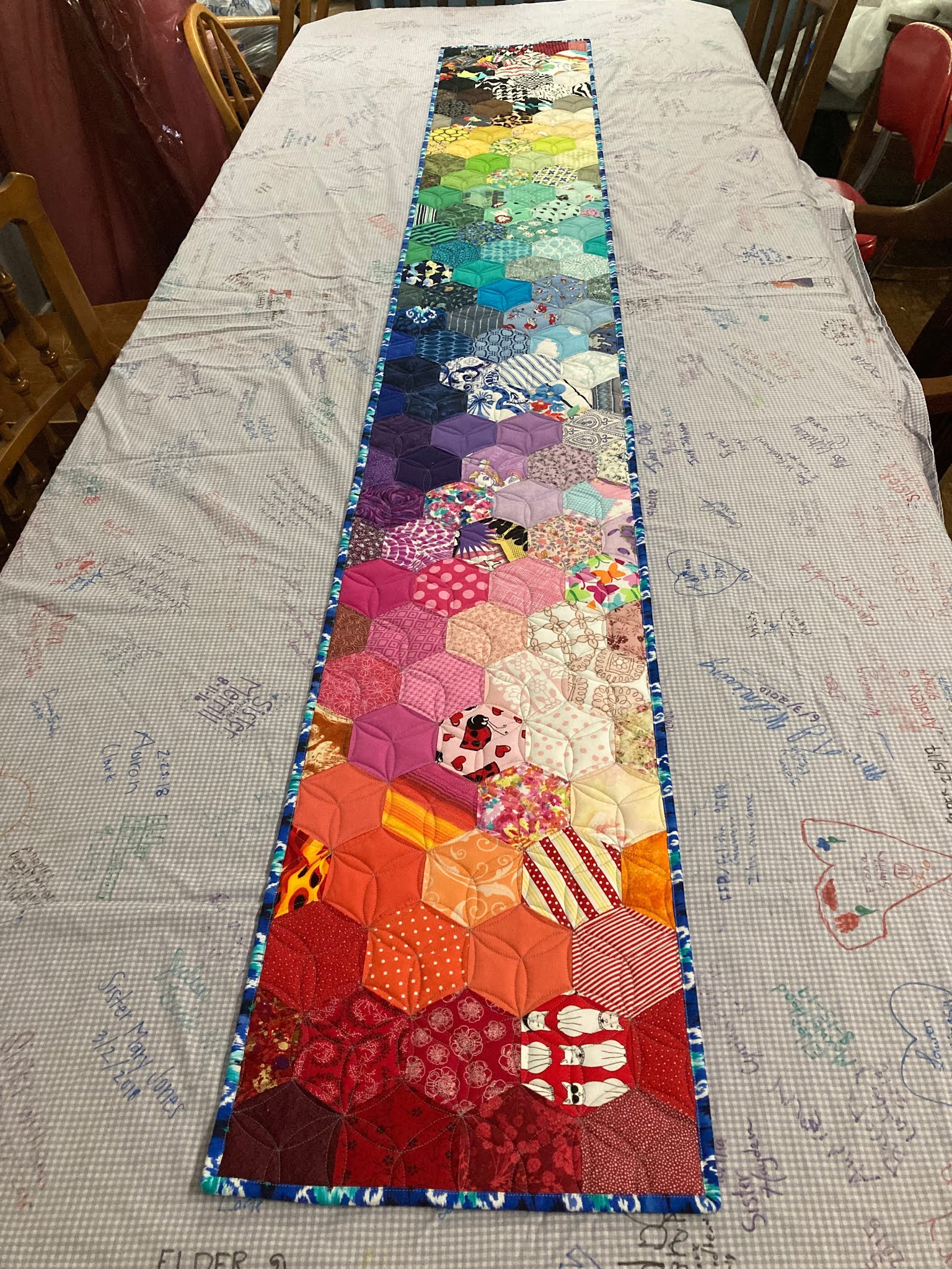 Show Me Sewing: Scrap Rainbow, Hexagons, Quilted, Insulated, Reversible ...