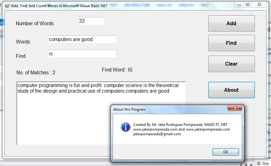 Free Programming Source Codes and Computer Programming Tutorials: Add, Find, and Count Words in ...