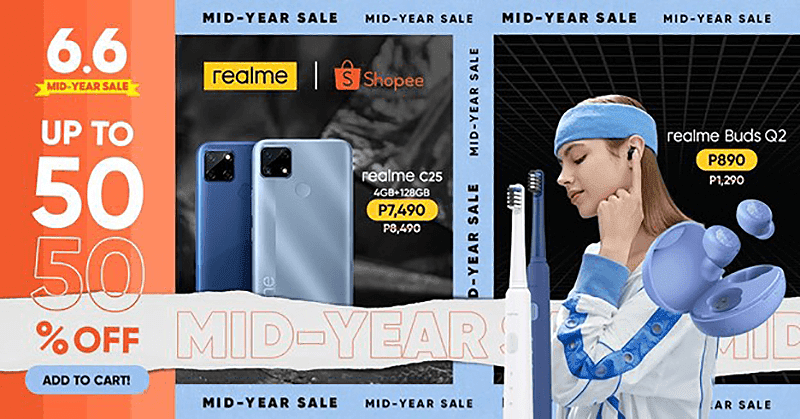 Up to 50 percent off on realme devices during the Shopee and Lazada 6.6 Mid-Year Sale