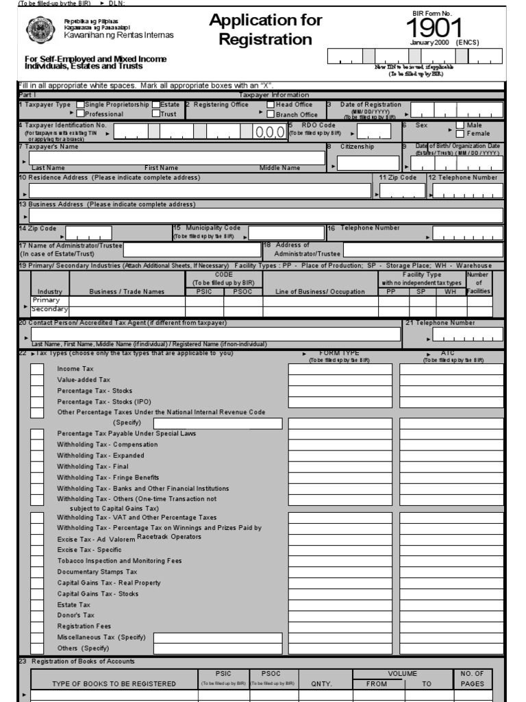 bir form 1901 - philippin news collections
