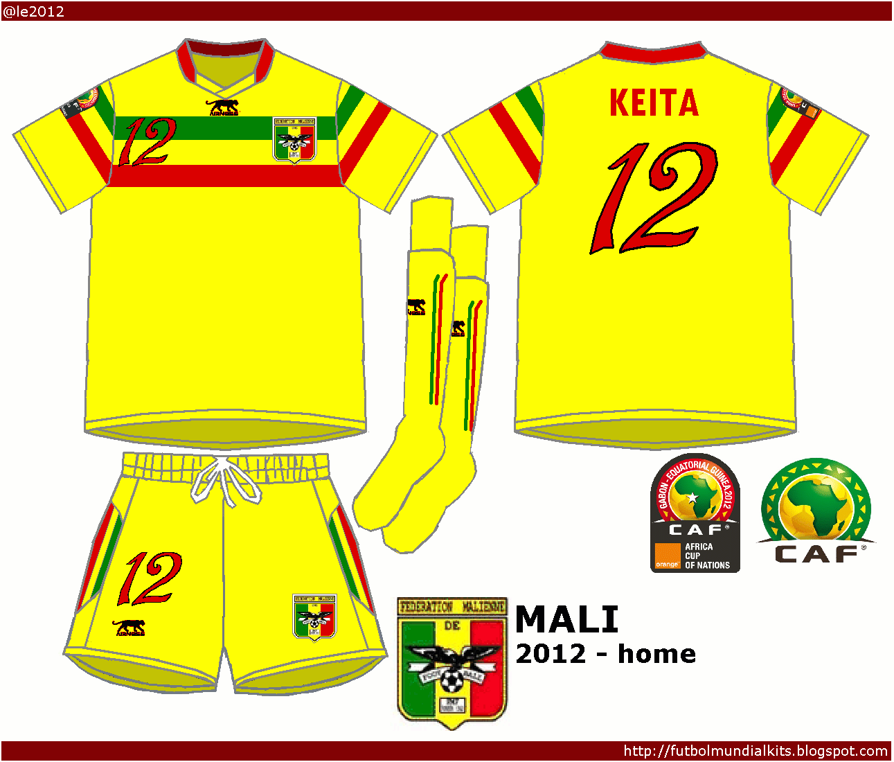 Fútbol Mundial Kits - Uruguay: Selección de Malí - 2012 (copa africana)