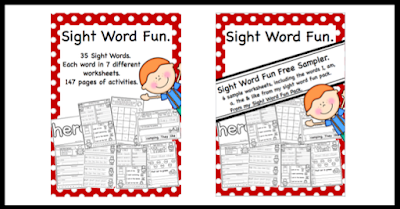 Sight Word Fun Pack with a Free Sampler. - Kindergarten Matters Too.
