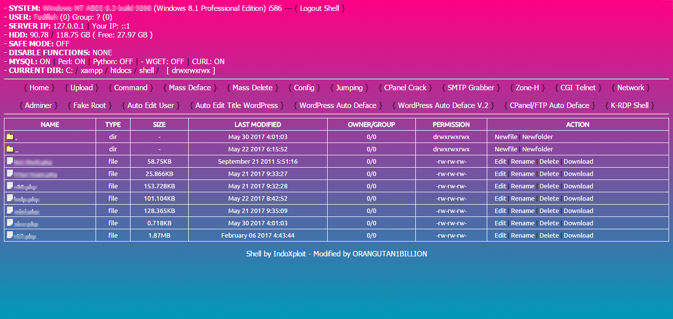 Shell IndoXploit - Modified By Orangutan1Billion - ORANGUTAN1BILLION