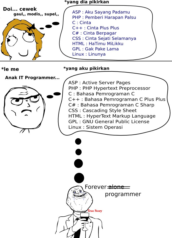 cerita anak teknik: meme comic --> anak IT programmer VS cewek gaul ...