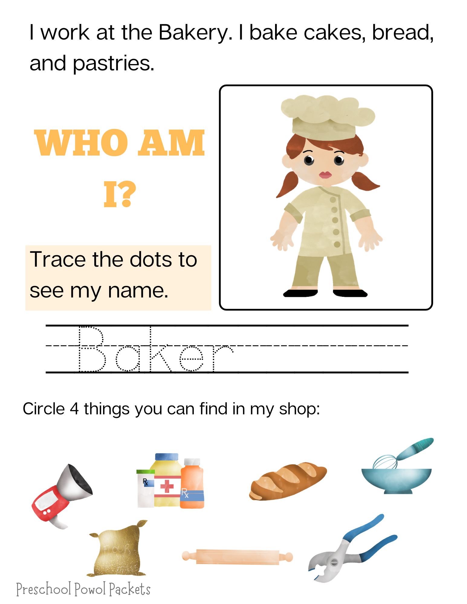 Community Helpers Preschool Writing Activity Sheets | Preschool Powol ...