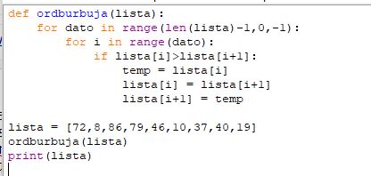 Estructuras en programación, ejemplo de Metodo burbuja con Python
