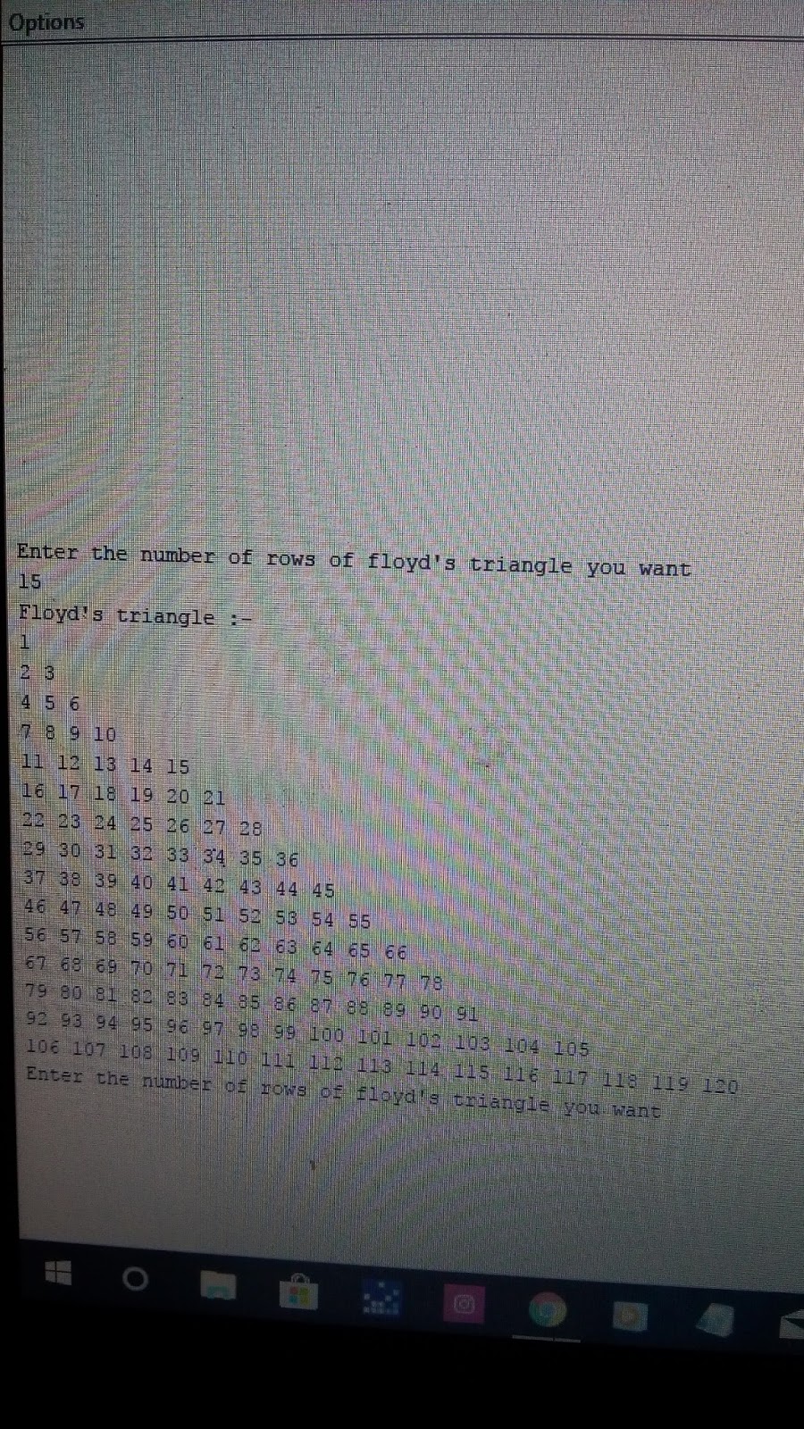 Floyds Triangle Java Program