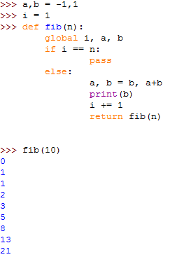Printing Fibonacci Series Using Python3