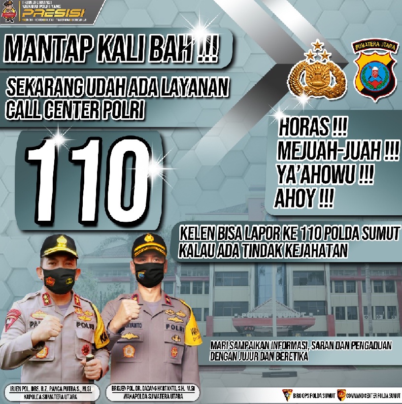 Polda Sumut Sediakan Layanan Call Center 110 Cegah Gangguan Kamtibmas ...