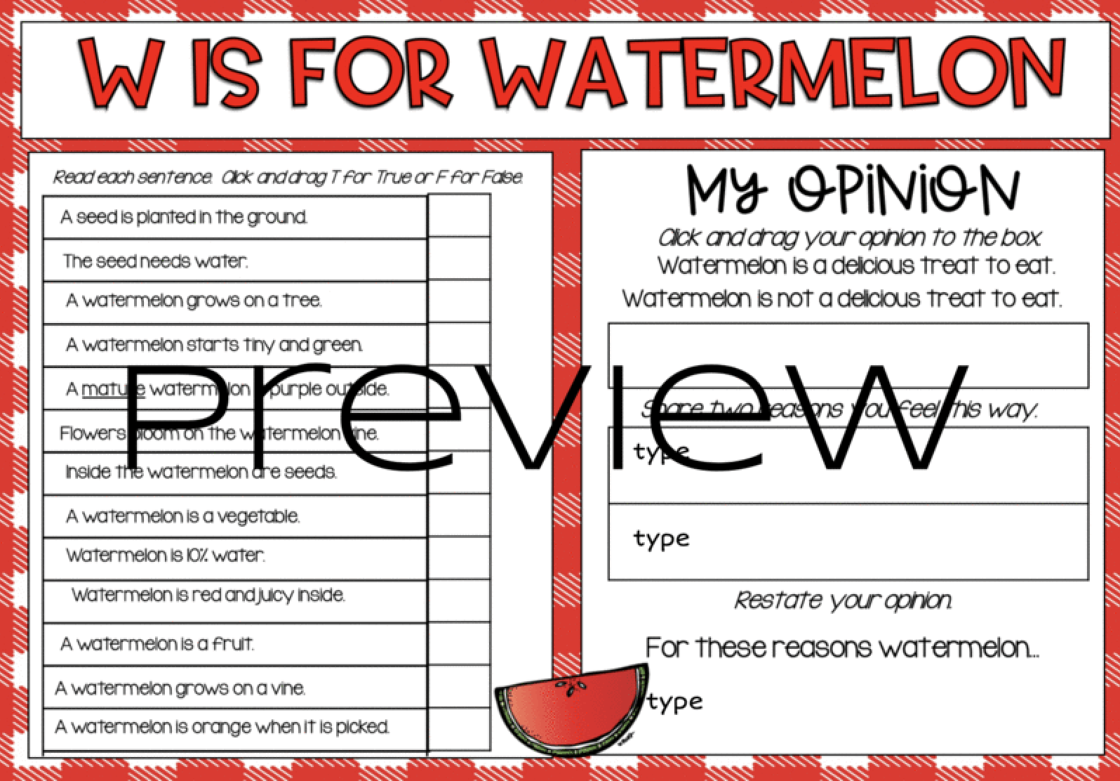 1st Grade Hip Hip Hooray!: Watermelon Themed Day!