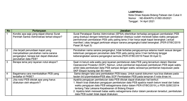 PEMBATALAN PEB / PEMBATALAN PEMBERITAHUAN EKSPOR BARANG ~ INFORMASI
