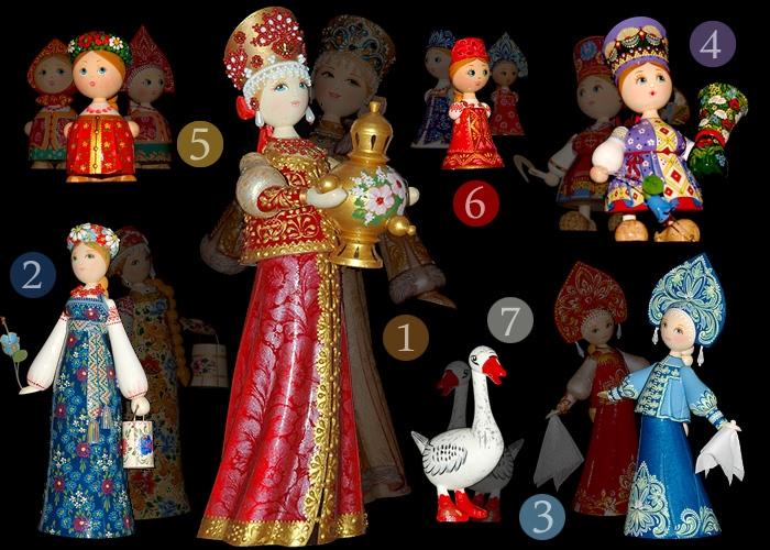 Russian Arts and Crafts : Painted wooden dolls