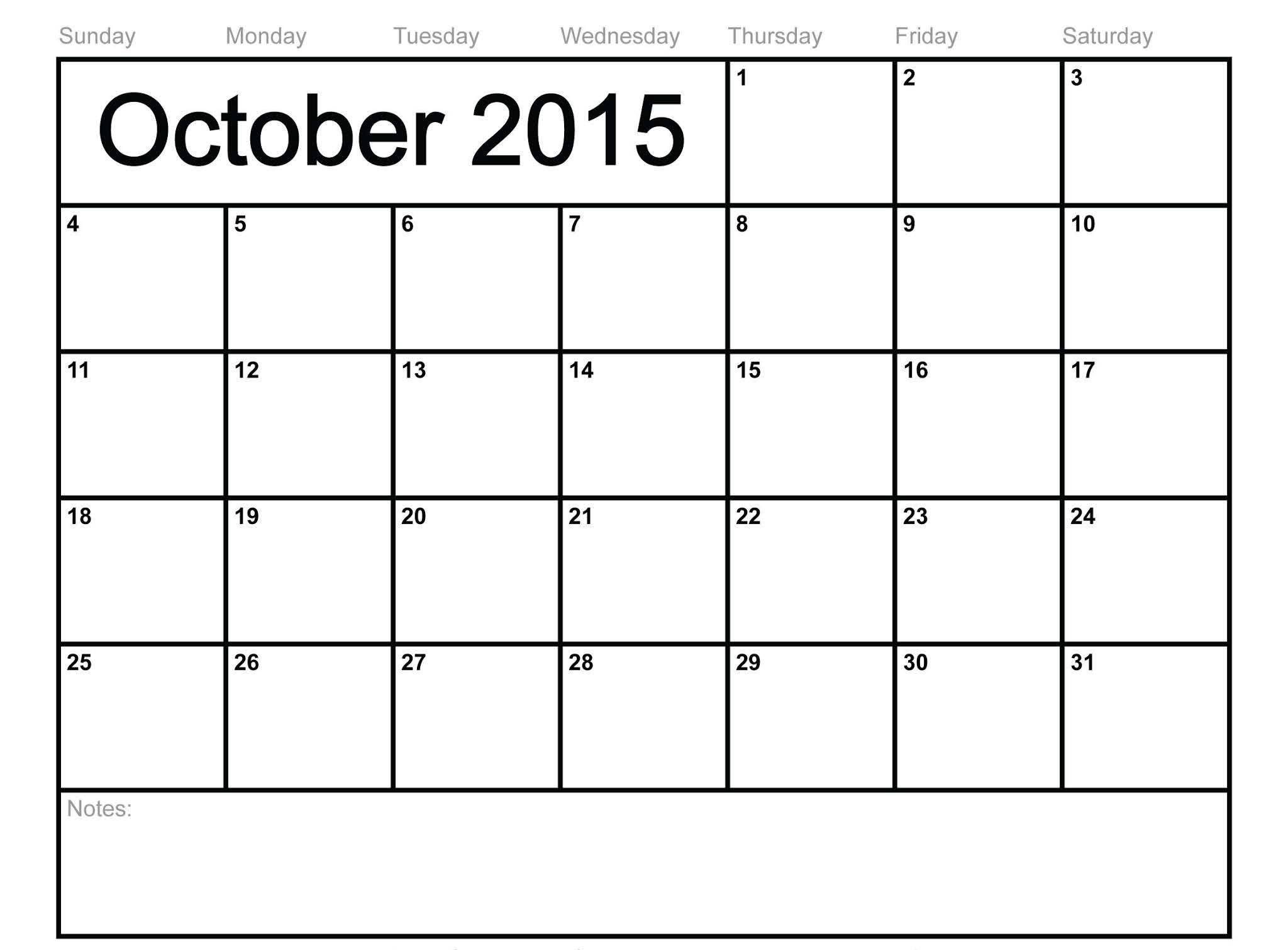 October 2015 Calendar Template Printable ~ Certificate Letter
