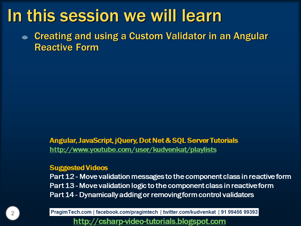 Sql Server Net And C Video Tutorial Angular Reactive Form Custom Validator Slides