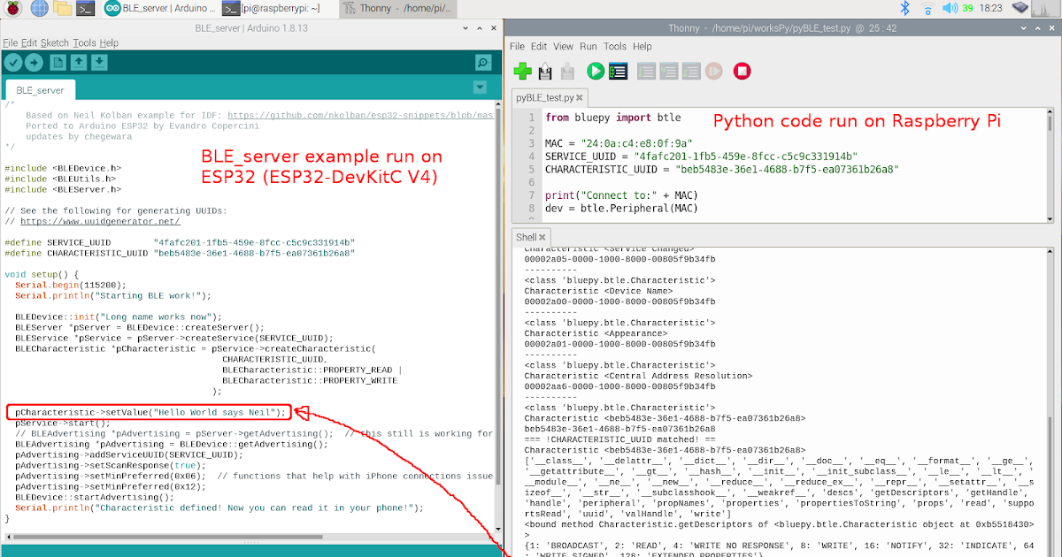 Hello Raspberry Pi: Python on Raspberry Pi to read ESP32 BLE_server ...