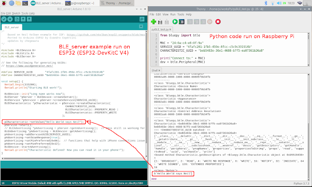 Hello Raspberry Pi: Python on Raspberry Pi to read ESP32 BLE_server, using bluepy