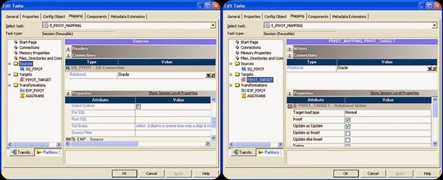 Informatica Session: Sources and Targets Properties and Connection