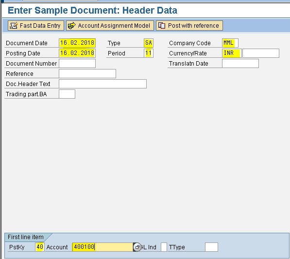 SAP - FICO MODULE LEARNING: Create and Display Sample Document