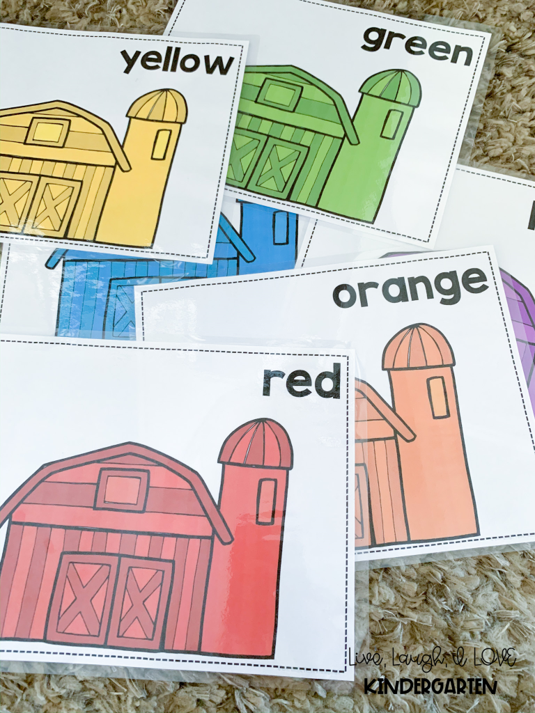 We used these barn color mats and colored farm counters for this activity.