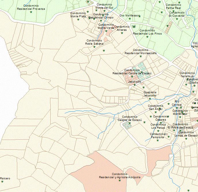 Escazu News: Mapa General del Cantón de Escazú,( Escazu Centro, San ...