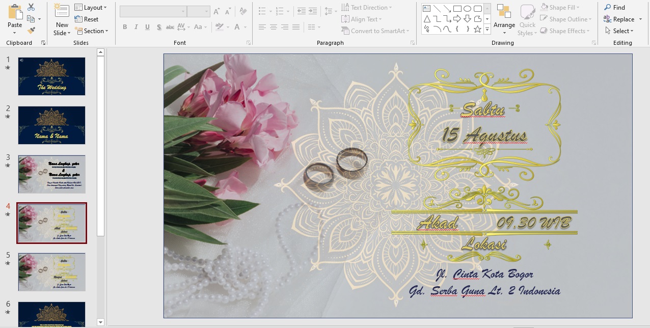 Undangan Pernikahan Online Tema Elegan | Powerpoint Template - Dhanz Blog