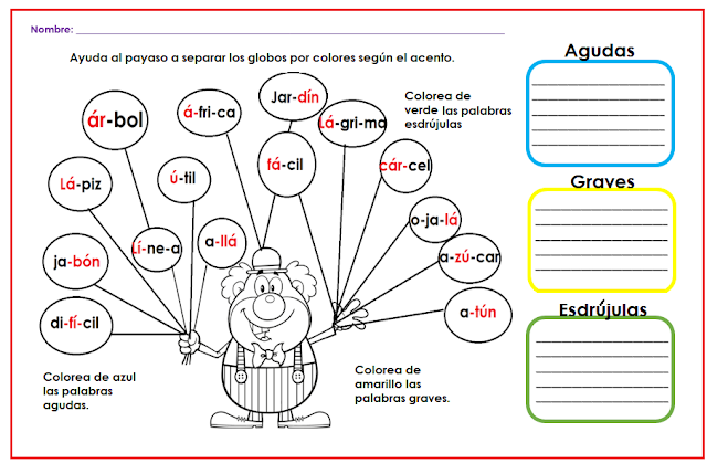 Lengua de 4º: Acentuación: palabras agudas, llanas y esdrújulas
