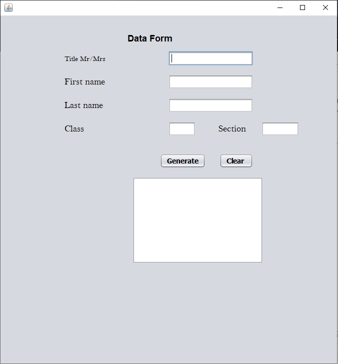 Java code for creating a GUI application that asks for some information ...